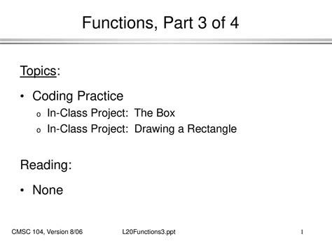 functions part 3 of 4 topics coding practice reading none ppt download