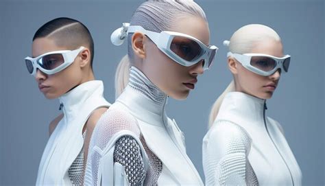 Premium Ai Image People Are Weating Futuristic Fashion Clothes In The Future