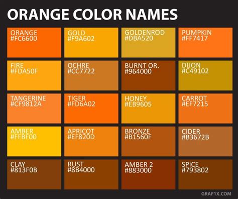 Orange Color Names In Different Colors