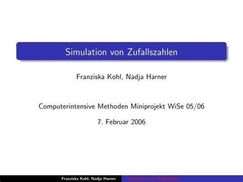 Simulation Von Zufallszahlen
