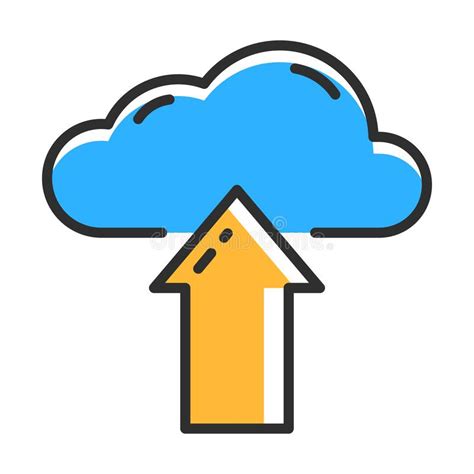 Cloud Upload Technology Outline Icon Server Upload Database Concept