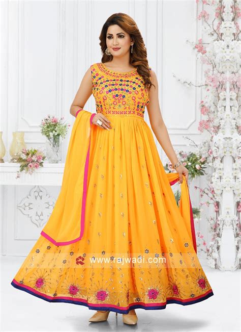Mustard Yellow Georgette Anarkali Suit