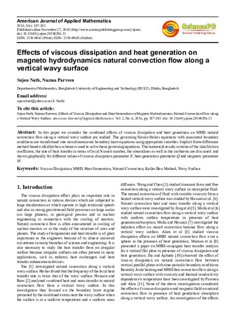 Pdf Effects Of Viscous Dissipation And Heat Generation Absorption In A Thermal Boundary