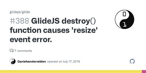 GlideJS Destroy Function Causes Resize Event Error Issue 388