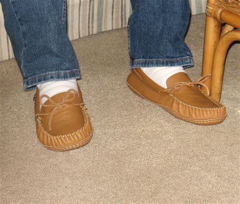 Mens Wide Soft Sole Genuine Cowhide Leather Indoor Moccasin Slippers