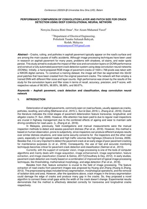 pdf performance comparison of convolution layer and patch size for