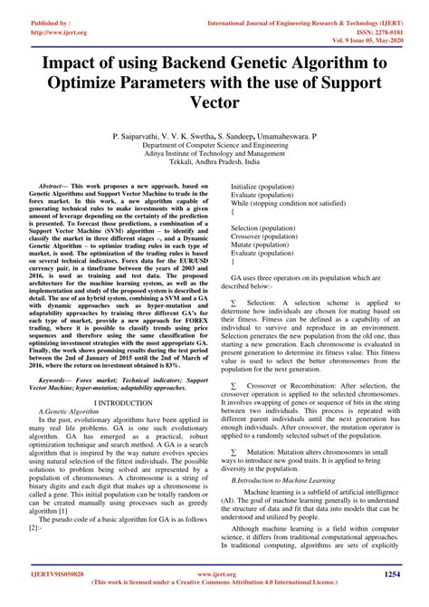 Pdf Impact Of Using Backend Genetic Algorithm To Optimize Parameters With The Use Of Support