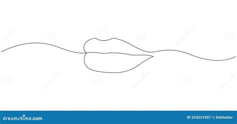 Lips Continuous One Line Drawing Woman Lips Logo On White Background
