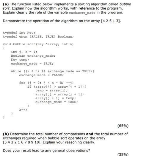 Solved A The Function Listed Below Implements A Sorting