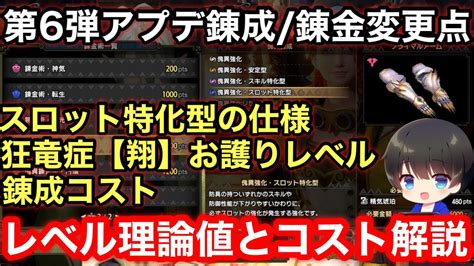 スロット特化型の仕様と傀異錬成マカ錬金に追加されたスキルとコストを解説！【第6弾アプデ狂竜症【翔】ボーナスアプデ最終アプデver16