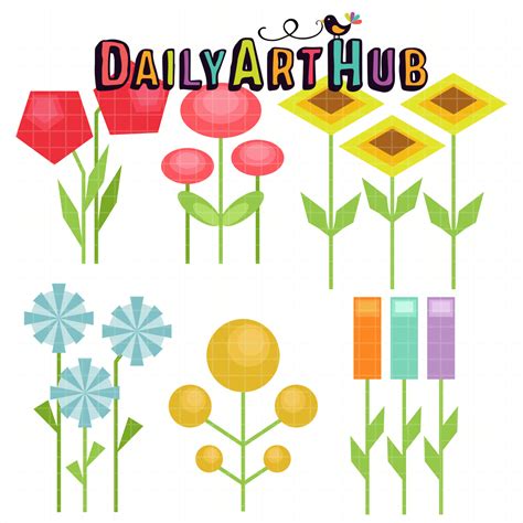 Geometrical Flowers Clip Art Set Daily Art Hub Graphics Alphabets