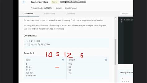 Trade Surplus Surplus Codechef Starters 100 Full Solution Youtube