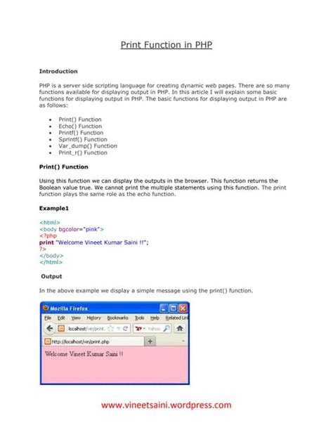 Print Function In Php Pdf Web Development Internet