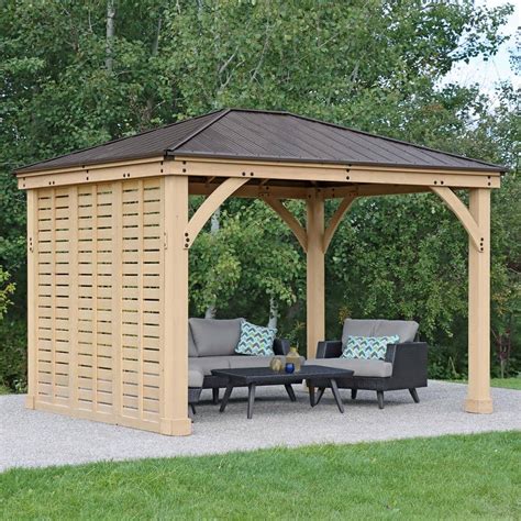 Yardistry Diy Meridian 10 Ft X 12 Ft Cedar Wood Outdoor Patio Gazebo