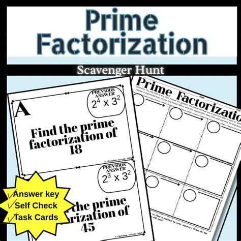 Prime Factorization Scavenger Hunt 6th Grade Math With Answer Key