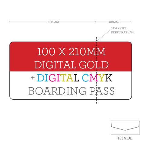 100 X 210 Printed Boarding Pass Digital Gold CMYK Single Sided