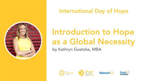 Kathryn Goetzke Introduction To Hope As A Global Necessity Youtube