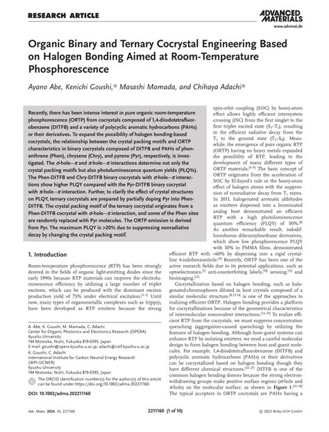 Organic Binary And Ternary Cocrystal Engineering Based On Halogen