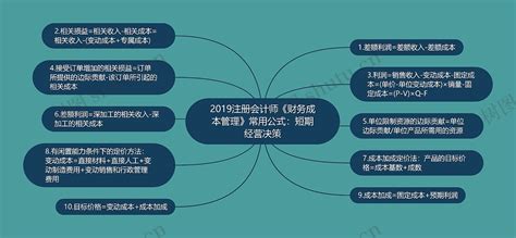 2019注册会计师《财务成本管理》常用公式：短期经营决策思维导图编号c1731248 Treemind树图
