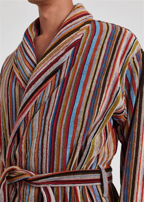 Mens Signature Stripe Cotton Dressing Gown