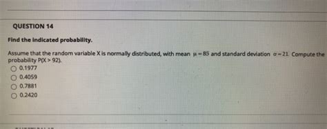 Solved Assume That The Random Variable X Is Normally Chegg
