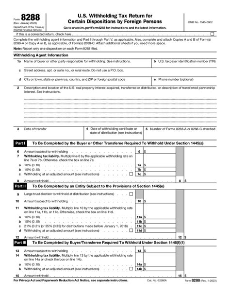 Form 8288 Fillable Printable Forms Free Online