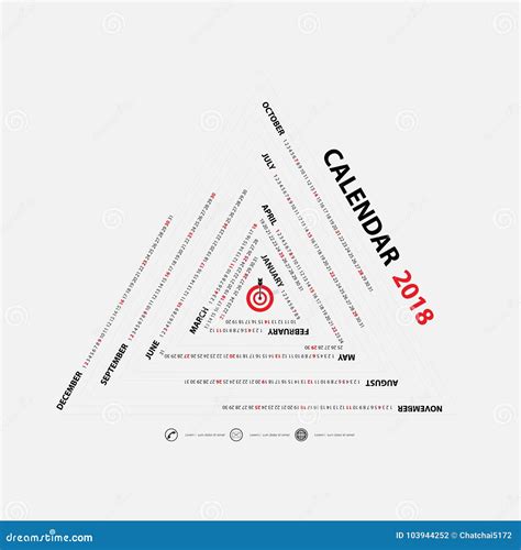 2018 Calendar Templatetriangle Shape Calendar Stock Vector