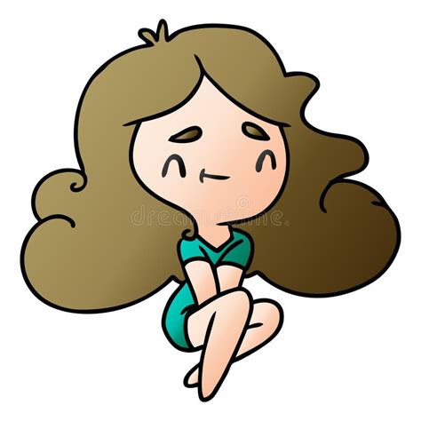 Gradient Cartoon Illustration Of A Cute Kawaii Girl Stock Vector