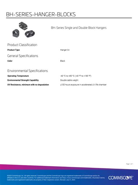 Bh Series Hanger Blocks Product Specifications Pdf