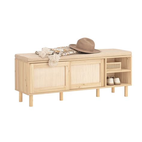 SoBuy FSR N Banc à Chaussures Meuble d entrée Banc de Rangement avec Coussin Rembourré et