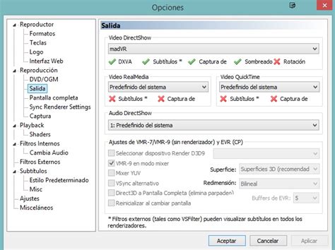 Guía de configuración de MPC HC con madVR Systempix