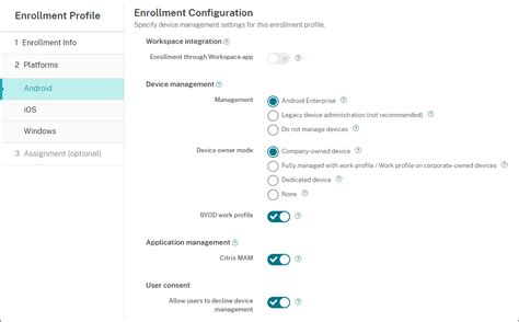 Android Enterprise Citrix Endpoint Management