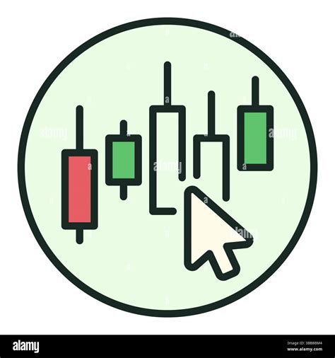 computer mouse click on candlestick chart vector concept stock market