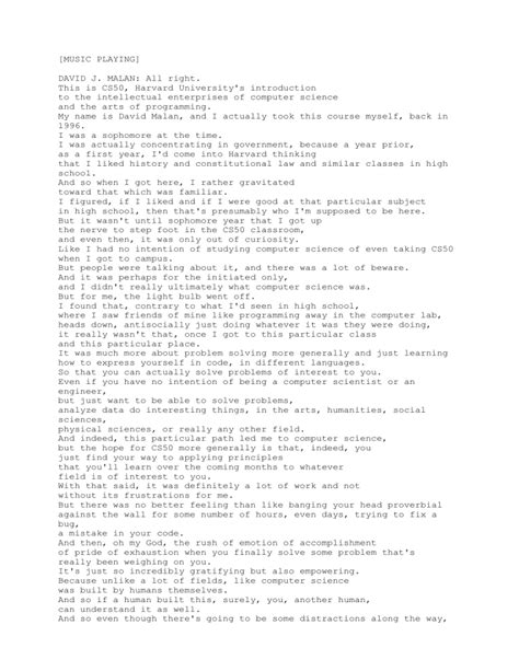 CS50 Lecture Intro To Computer Science Programming