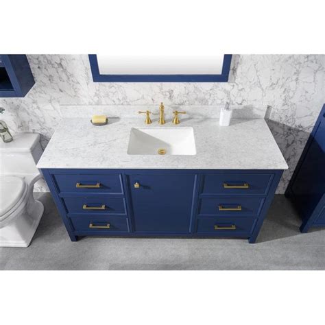 Legion Furniture Wlf2160s 60 Blue Freestanding Vanity With White Carr