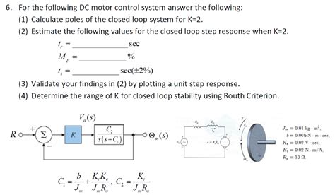 Solved For The Following Dc Motor Control System Answer Chegg