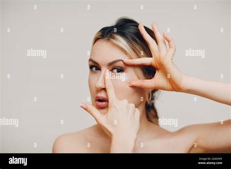 Young Adult Woman Doing Facial Gymnastics Self Massage And Rejuvenating