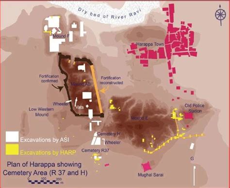 Plan Of Harappa Showing The Cemetery R 37 And Cemetery H After