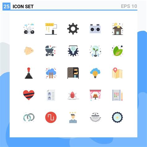 User Interface Pack Of 25 Basic Flat Colors Of Finance Bank Protection Photography Media