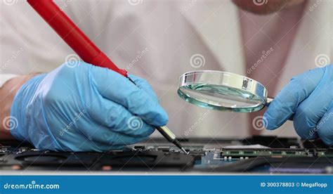 Service Engineer Tests New Ram Chip On Laptop Using Digital Multimeter