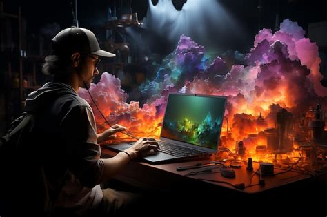 Premium Ai Image Hacker Sitting At The Computer Cyber Security And