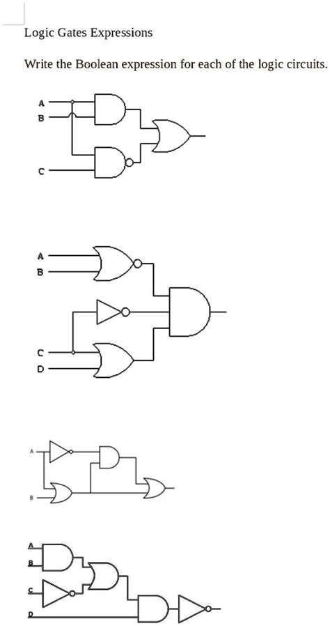 Logic Gates Expressions Write The Boolean Expression For Each Of The Logic Circuits A B C A B C D