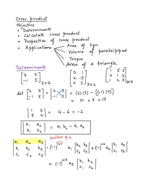 Ma 125 Monica Lecture 23 Cross Product Objective Determinants