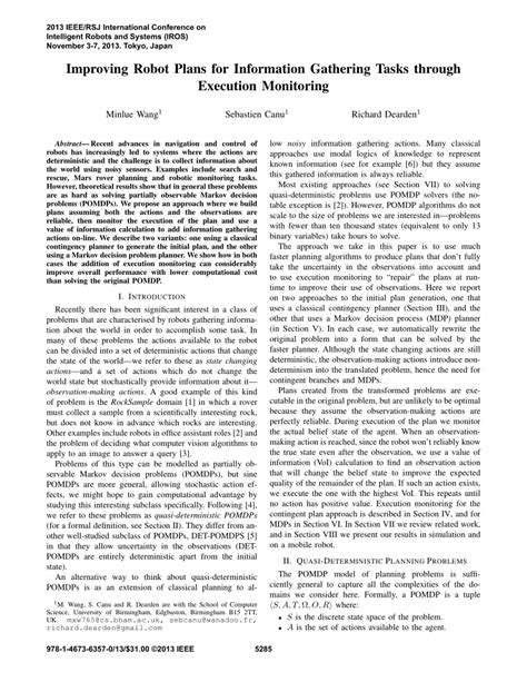 pdf improving robot plans for information gathering tasks through