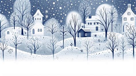 Premium Ai Image Winter Doodles Background With Snowfall