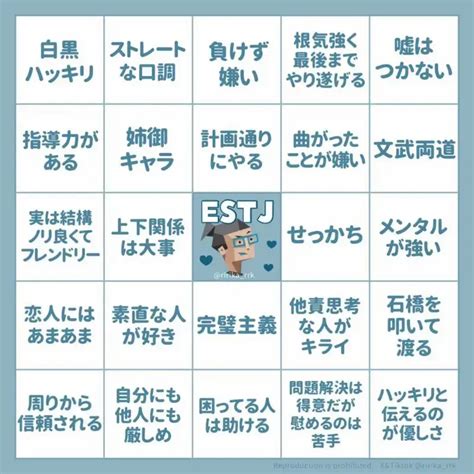 Estjあるある性格ビンゴ 16タイプ診断≠mbti診断 鷹ノ爪リリカが投稿したフォトブック Lemon8