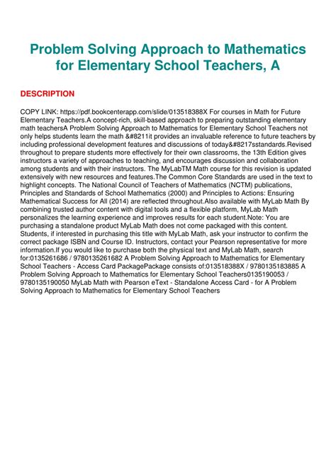 Ppt Pdfbook Problem Solving Approach To Mathematics For Elementary