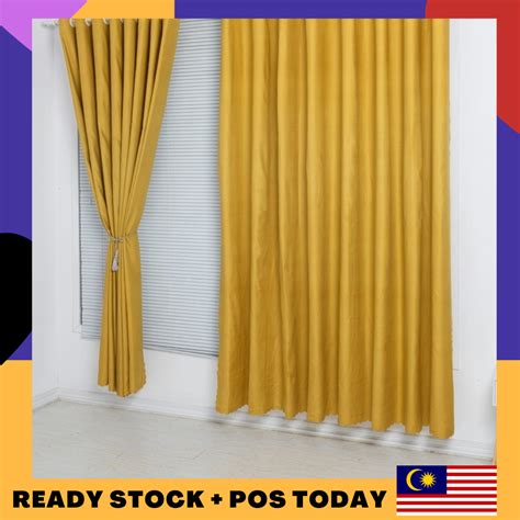 Curtain Gold Yellow Mustard Langsir Kuning Emas Kain Berkualiti Jenis