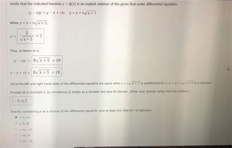 solved verify that the indicated function y φ x is an