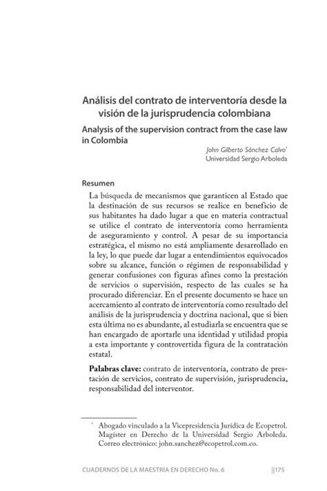 Pdf Análisis Del Contrato De Interventoría Desde La Visión De Dokumentips